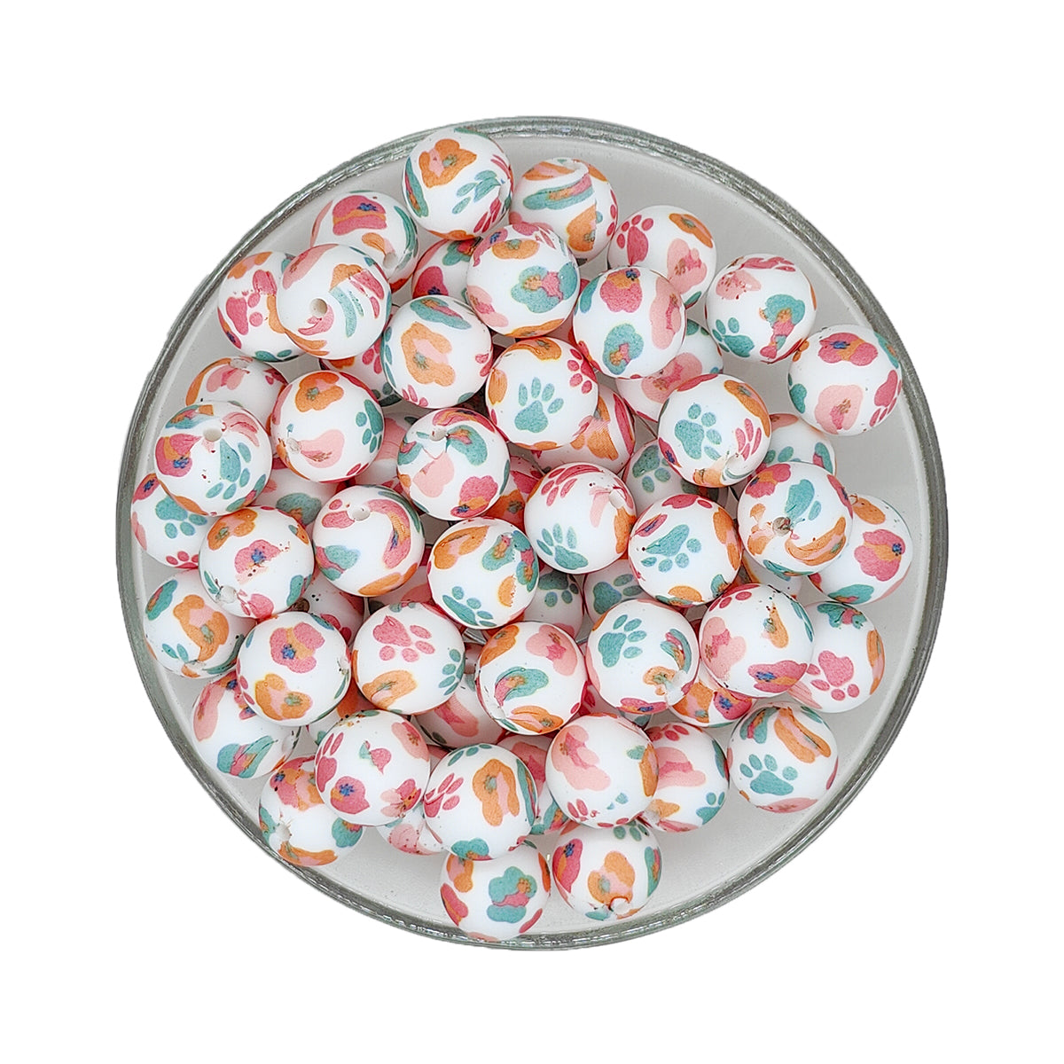 15mm Cute Paw Print Round Silicone Beads – MrBiteBabyStore