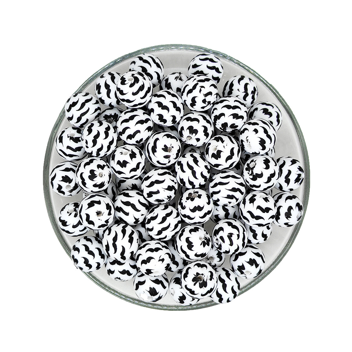 15mm DAD Mustache Print Round Silicone Beads – MrBiteBabyStore