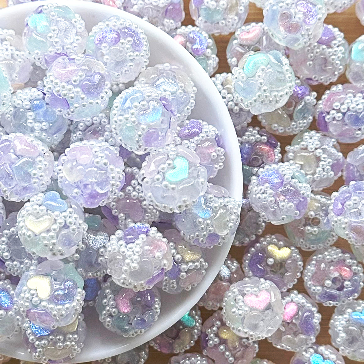 18mm Iridescent Heart Pearl Ball,Fancy Beads,Acrylic Beads ...