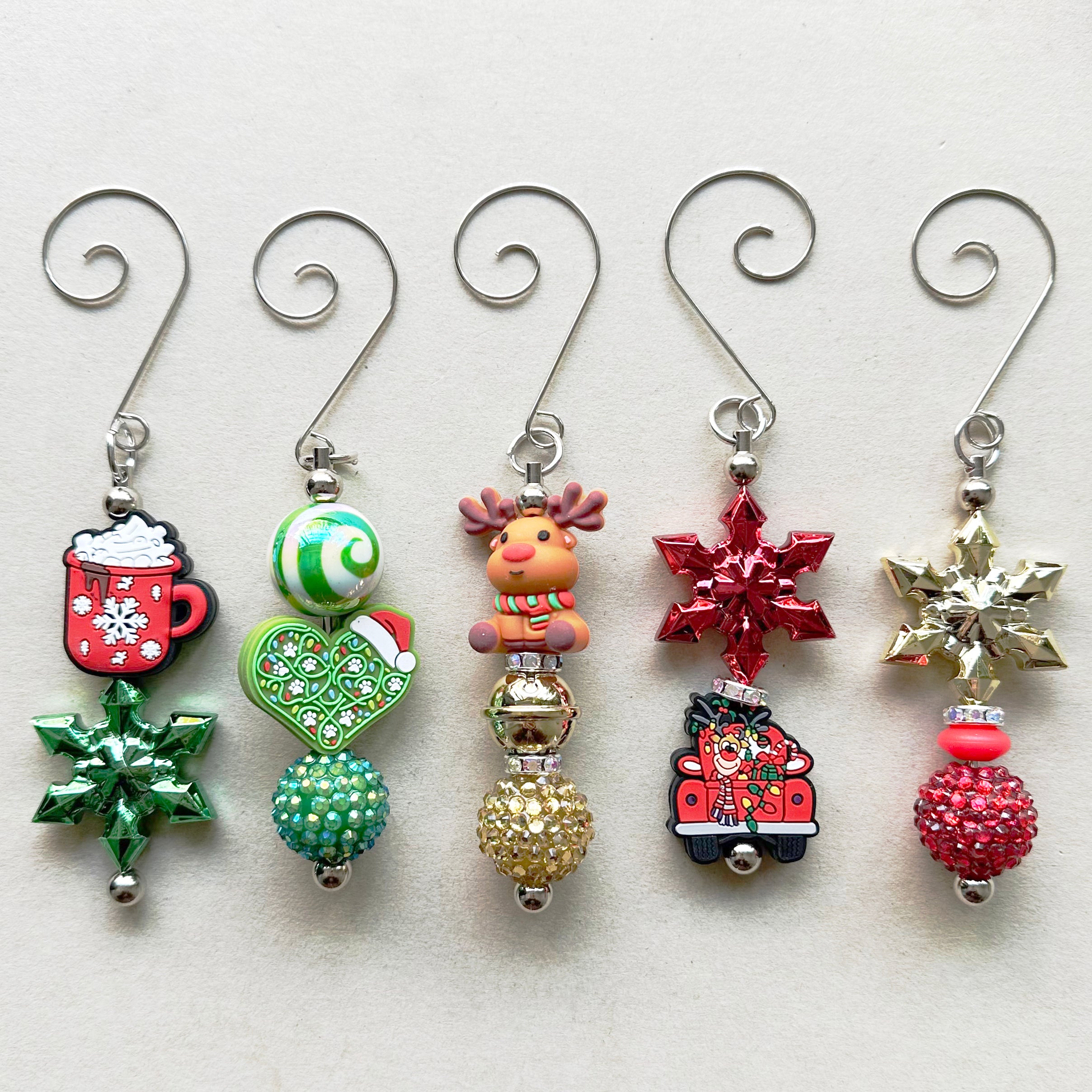 5 Sets DIY Beaded Christmas Tree Hook Kit,Ornament Hook Beadable ...