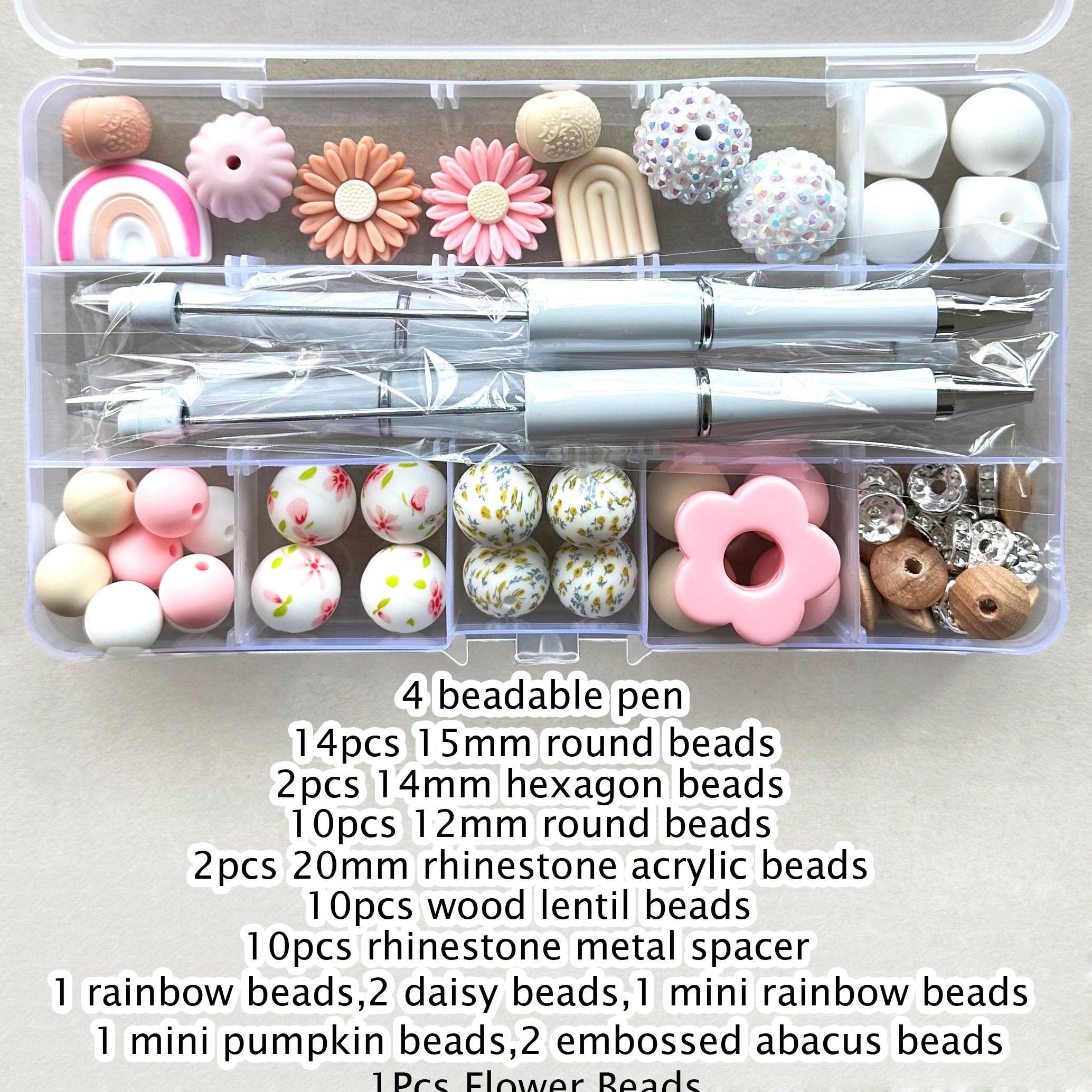60Pcs Assorted Loose Bead Pen Kit,Flower Bead,Focal Beads – MrBiteBabyStore