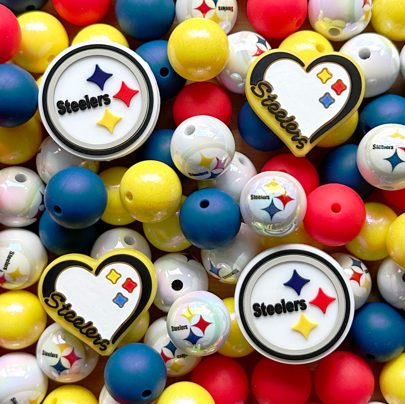48Pcs Assorted Football Team Loose Beads DIY Keychain Pack ...