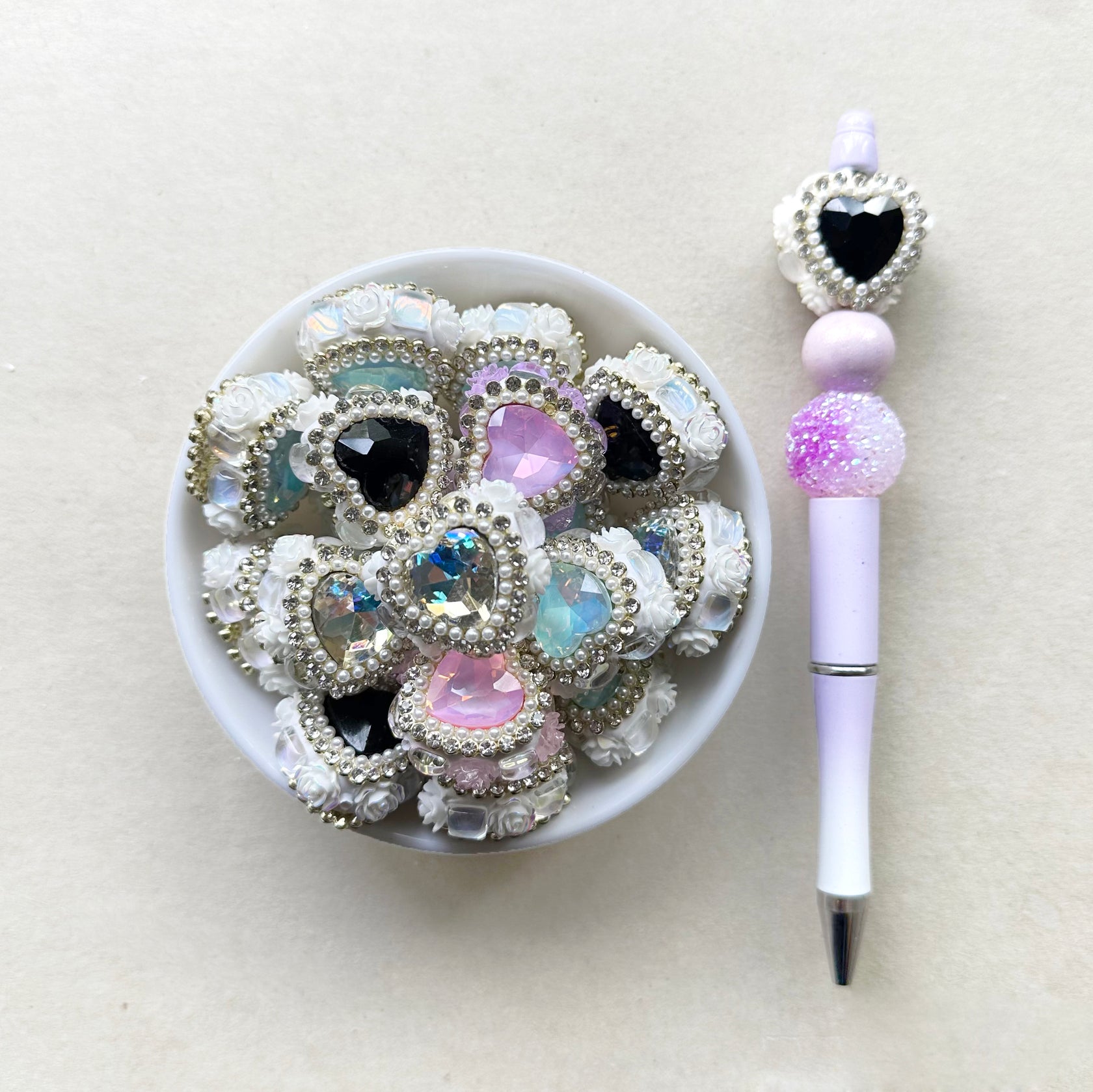 Crystal Gem Fancy Heart Beads, Rhinestone Sparkle Beads – MrBiteBabyStore