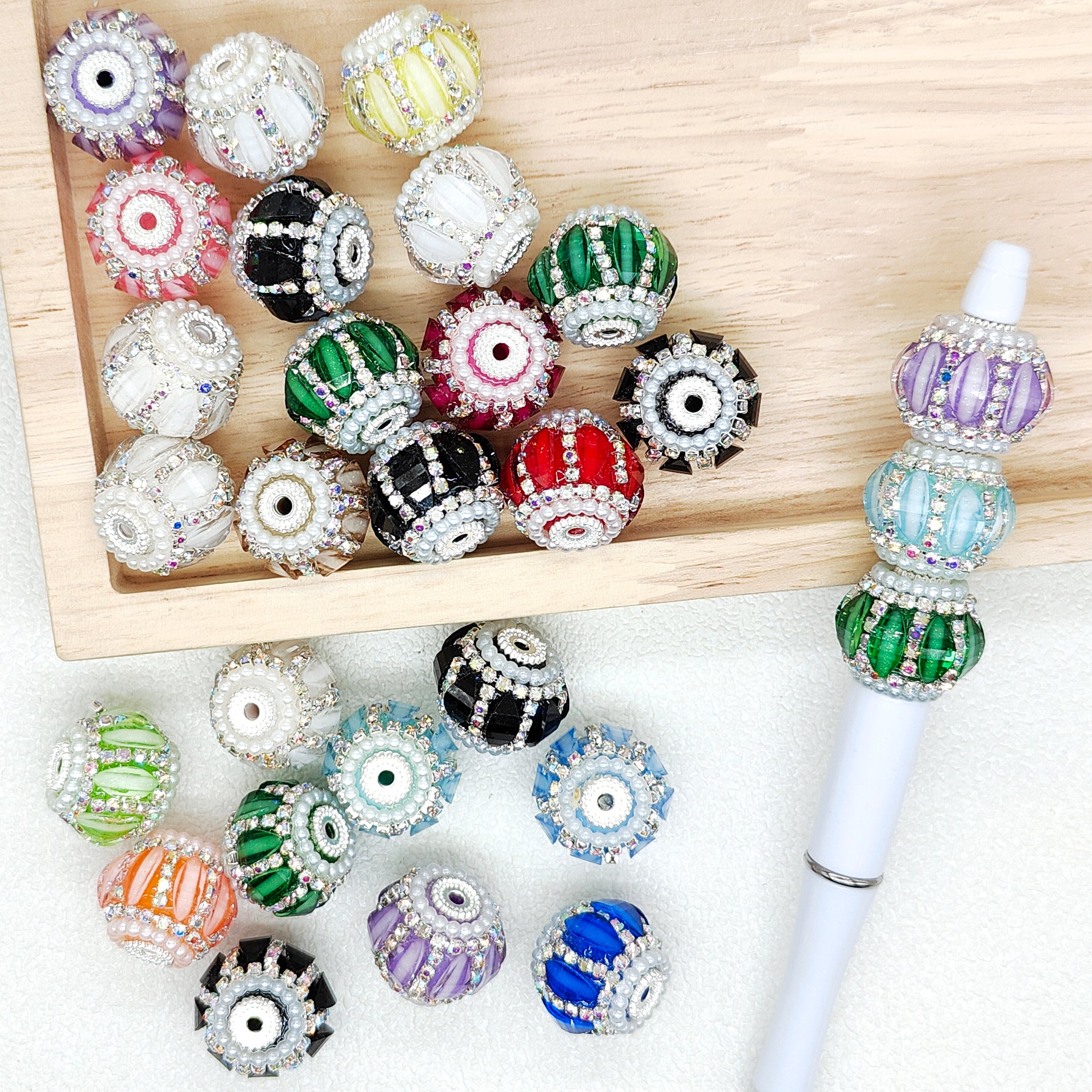 Sparkle Crystal Rhinestone Assorted Color Beads,Fancy Acrylic Bead ...